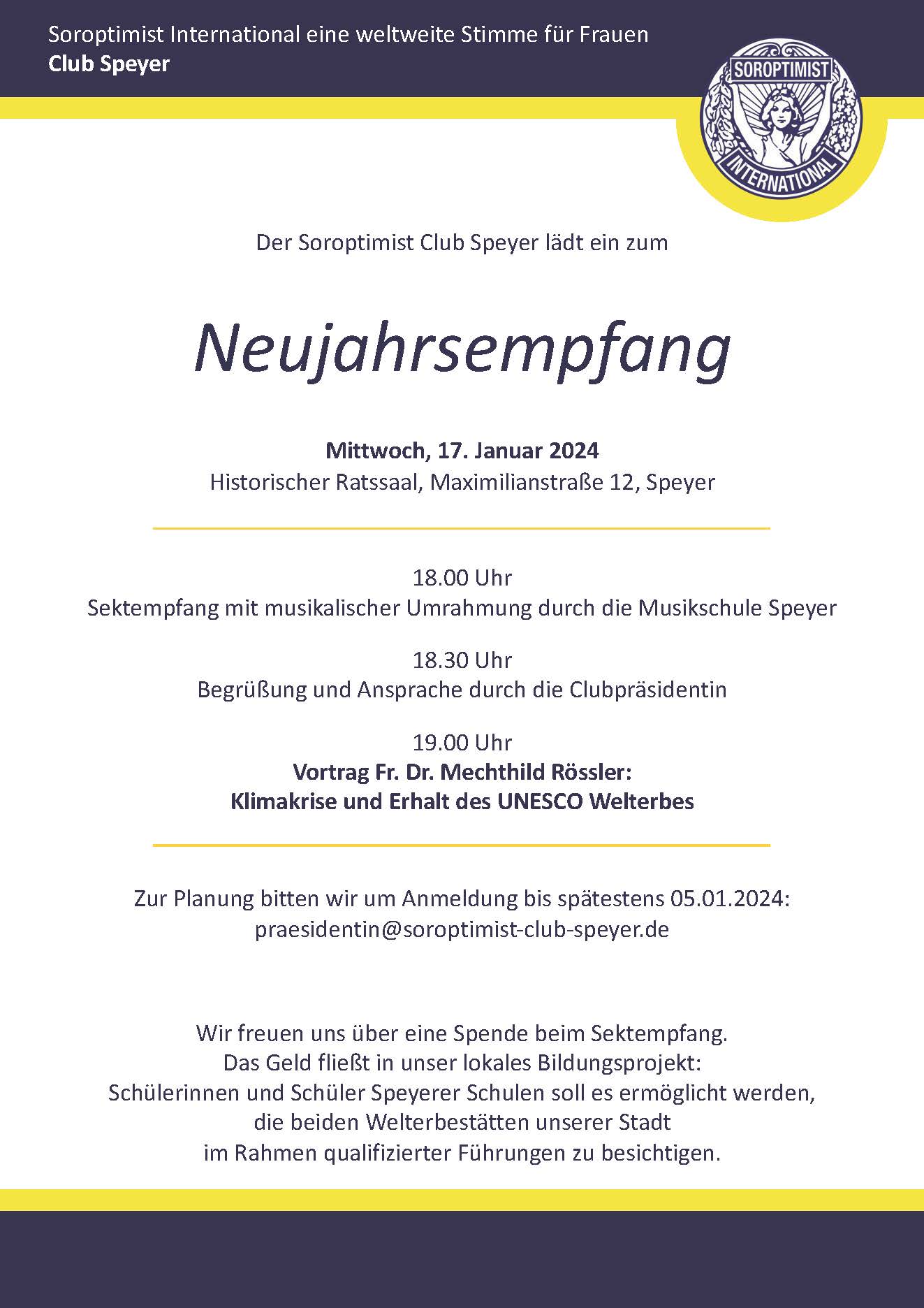 Einladung zum Neujahrsempfang 2024 – Soroptimisten